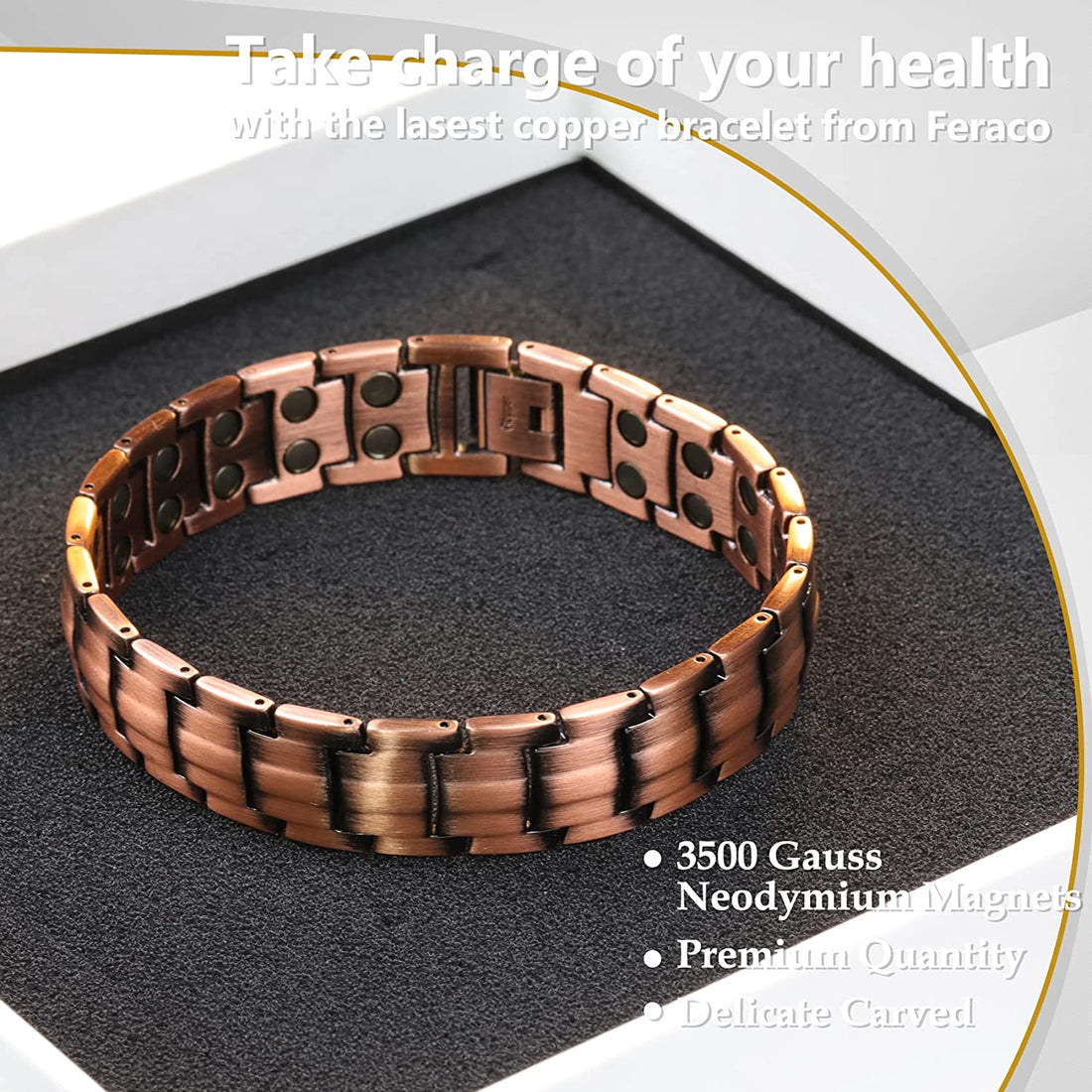Copper Magnetic Bracelet for Arthritis Pain Relief - Elegant Men's Design